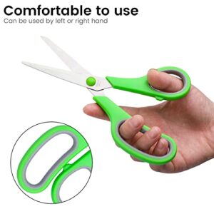 BURVAGY 8” Multipurpose Scissors Bulk Pack of 5, Ultra Sharp School Scissors with Comfort Grip Handle, Sturdy Sharp Scissors for Office Home School Sewing Fabric Craft Supplies, Right / Left Handed