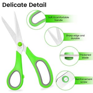 BURVAGY 8” Multipurpose Scissors Bulk Pack of 5, Ultra Sharp School Scissors with Comfort Grip Handle, Sturdy Sharp Scissors for Office Home School Sewing Fabric Craft Supplies, Right / Left Handed