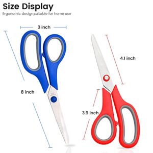 BURVAGY 8” Multipurpose Scissors Bulk Pack of 5, Ultra Sharp School Scissors with Comfort Grip Handle, Sturdy Sharp Scissors for Office Home School Sewing Fabric Craft Supplies, Right / Left Handed