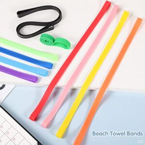 10 Pcs Towel Bands Silicone Rubber Bands, Books Outdoor Gear Packing Chair Bands Beach Towel Clips, Stretchable Towel Bands for Beach Chairs Cruise Essentials (Colorful)