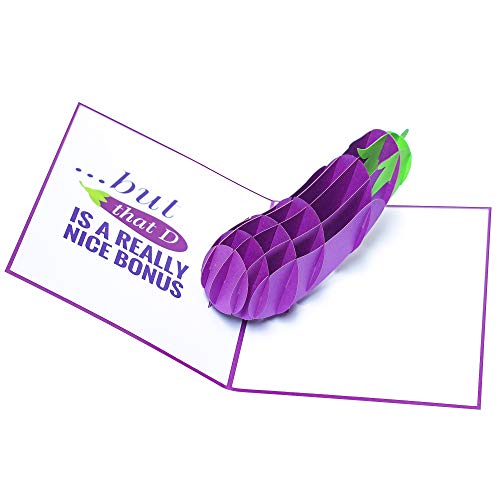 PopLife Naughty Eggplant 3D Pop Up Card - I Love You for Your Personality, But…” Inappropriate Birthday Card, Sexy Valentine’s Day Gift, Funny Card for Husband, for Boyfriend, Fiance