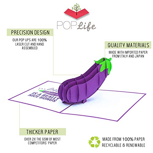 PopLife Naughty Eggplant 3D Pop Up Card - I Love You for Your Personality, But…” Inappropriate Birthday Card, Sexy Valentine’s Day Gift, Funny Card for Husband, for Boyfriend, Fiance