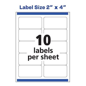 Avery Clear Easy Peel Shipping Labels for Inkjet Printers 2" x 4", Pack of 100 (18863),White