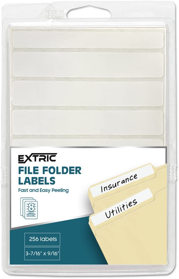 File Folder Labels 32 Sheets File Labels White Stickers a Total of 256 File Labels for File Folders