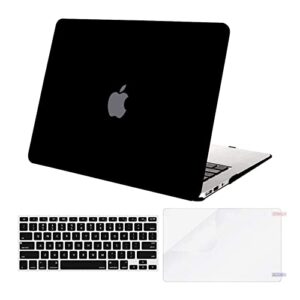 mosiso compatible with macbook air 13 inch case (models: a1369 & a1466, older version 2010-2017 release), protective plastic hard shell case & keyboard cover & screen protector, black