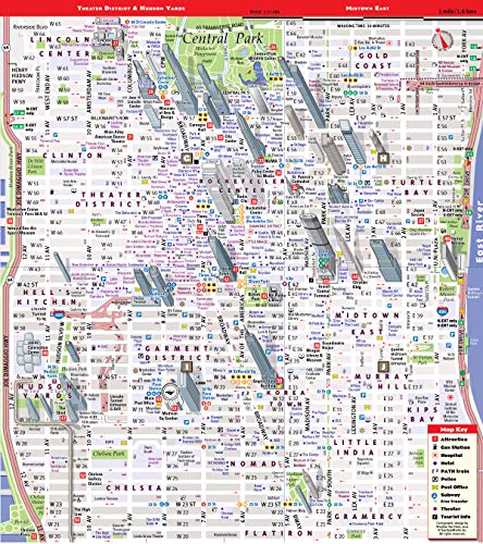 StreetSmart® NYC Map Midtown Edition by Van Dam-Laminated pocket city street map of Manhattan w/ all attractions, museums, sights, hotels, Broadway Theaters & NYC Subway map; 2023 Edition