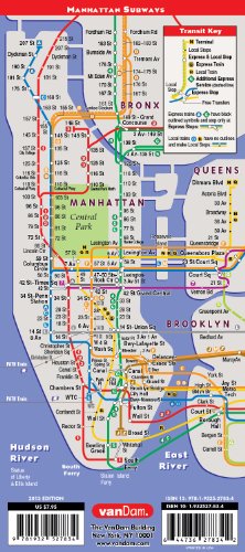 StreetSmart® NYC Map Midtown Edition by Van Dam-Laminated pocket city street map of Manhattan w/ all attractions, museums, sights, hotels, Broadway Theaters & NYC Subway map; 2023 Edition