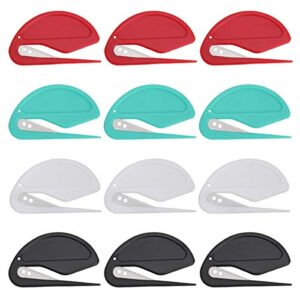 letter opener envelope slitter, luxiv 12 pcs women letter opener slitter for men letter openers with razor blade for envelope, package, paper cut, safe mail opener (red+green+black+white)