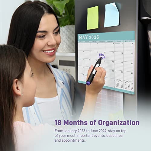 S&O Teal Magnetic Fridge Calendar from Jan 2023-Jun 2024 - Tear-Off Refrigerator Calendar to Track Events & Appointments - 18 Month Magnetic Calendar for Fridge for Easy Planning-8"x10" in.