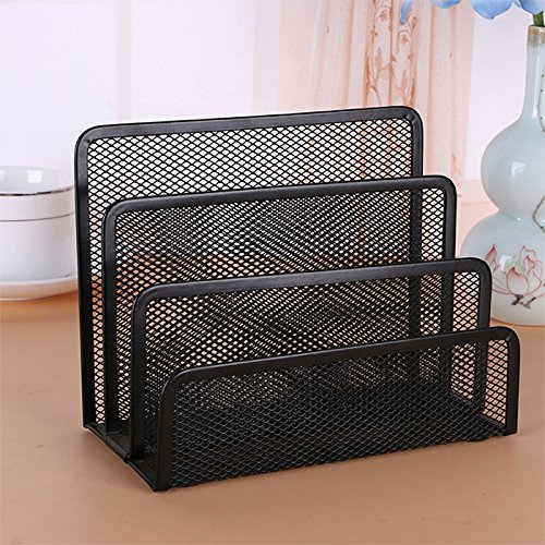 Desk Mail Organizer, Easepres 2 Pack Office Small Letter Sorter Desktop File Organizer Metal Mesh with 3 Vertical Upright Compartments