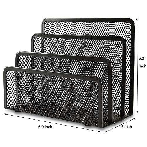 Desk Mail Organizer, Easepres 2 Pack Office Small Letter Sorter Desktop File Organizer Metal Mesh with 3 Vertical Upright Compartments