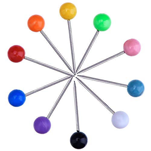 500 Pieces Map Push Pins Map Tacks Plastic Round Head Tacks with Steel Points, 1/8 Inch, 10 Colors