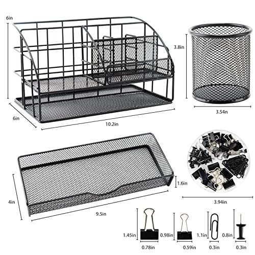 vedett Desk Organizer and Accessories Set for All Desk, Office Supplies Organizer with 6 Compartments + Pen Holder / 72 Accessories, for Aldult and Chlidren（Large）