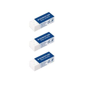 staedtler mars plastic eraser pack of 3 plastic mini, white