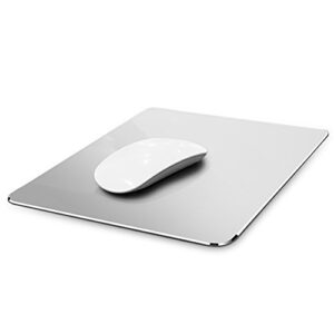 hard silver metal aluminum mouse pad mat smooth magic ultra thin double side mouse mat waterproof fast and accurate control for gaming and office(small 9.05x7.08 inch)