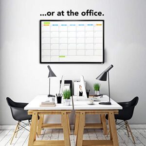 JILoffice Dry Erase Calendar Whiteboard - Magnetic White Board Calendar Monthly 36 X 24 Inch, Black Aluminum Frame Wall Mounted Board for Office Home and School