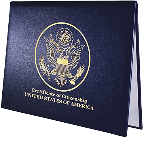 US Citizenship Certificate Holder | US Citizenship Gifts | 2023 Naturalization Certificate Padded Holder with Cover. Golden Great Seal of The United States.