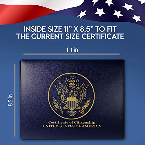 US Citizenship Certificate Holder | US Citizenship Gifts | 2023 Naturalization Certificate Padded Holder with Cover. Golden Great Seal of The United States.