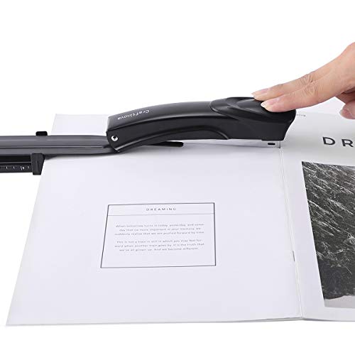 Craftinova Long Reach Stapler,Include 2000 Staples. Full Strip，20-25 Sheet Capacity,with Built-in Ruler and Adjustable Locking Paper Guide, Black