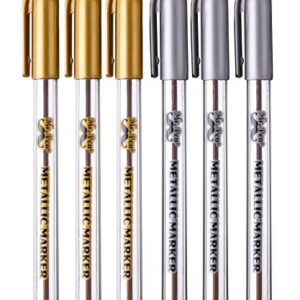 Mr. Pen- Metallic Paint Markers, 6 Pack, Silver and Gold, Silver Paint Marker, Gold Ink Pen, Silver Pen, Silver Markers Permanent Metallic, Silver Ink Pen, Gold Metallic Marker, Gold Marker, Gold Pen