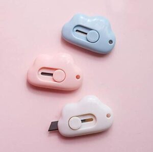 woiwo 3pcs mini cloud portable box cutter cute paper cutter cutting paper blade office school supplies stationery gift