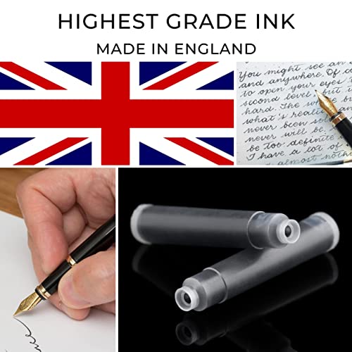 Scriveiner Fountain Pen Ink Cartridges - Black - 20 Standard International Ink Cartridges, Made in UK, The Best Cartridge for Your Scriveiner Pen, Refill Size Fits A Wide Range of Fountain Pens