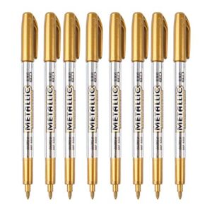 myartool metallic marker pens, gold metallic permanent markers for artist illustration, crafts, gift card making, scrapbooking, fabric, diy photo album, value set of 8