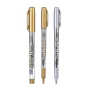 MYARTOOL Metallic Marker Pens, Gold Metallic Permanent Markers for Artist Illustration, Crafts, Gift Card Making, Scrapbooking, Fabric, DIY Photo Album, Value Set of 8