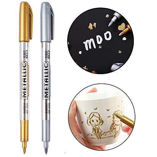 MYARTOOL Metallic Marker Pens, Gold Metallic Permanent Markers for Artist Illustration, Crafts, Gift Card Making, Scrapbooking, Fabric, DIY Photo Album, Value Set of 8