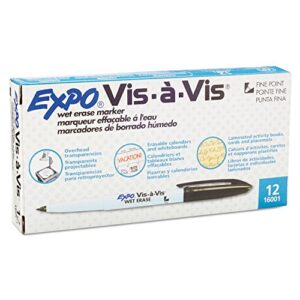 expo vis-a-vis wet-erase marker, fine point, black ink, dozen (san16001)