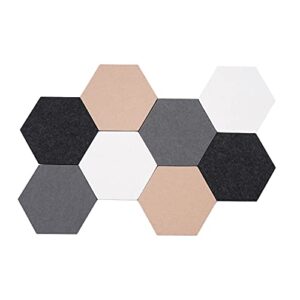 afumazi 8pcs hexagon felt cork board tiles self adhesive bulletin board, pin board for wall decor memos photos display (set c)