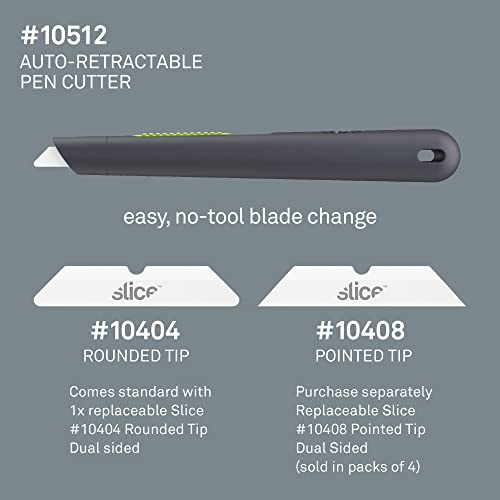 Slice 10512 Pen Cutter, Auto-Retractable Ceramic Blade, Safety Knife, Stays Sharp up to 11x Longer Than Steel Blades