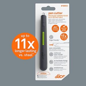 Slice 10512 Pen Cutter, Auto-Retractable Ceramic Blade, Safety Knife, Stays Sharp up to 11x Longer Than Steel Blades