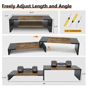 WESTREE Dual Monitor Stand - Monitor Stand Riser - 2 Shelf Computer Monitor Stand with Adjustable Length and Angle, Monitor Stands for 2 Monitors, Desktop Organizer Stand for PC, Computer, Laptop