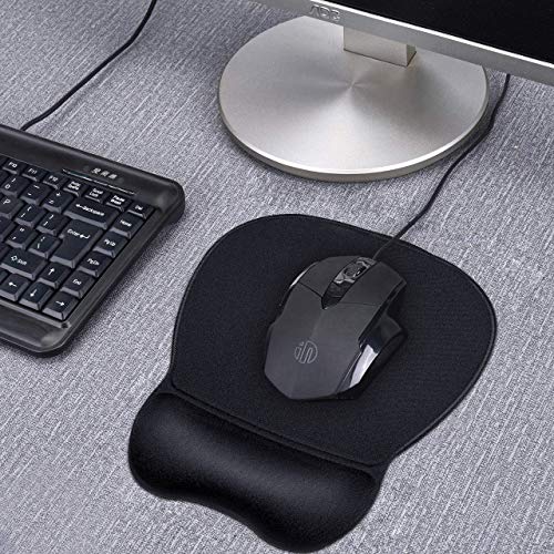 JIKIOU Ergonomic Mouse Pad with Wrist Support Gel Mouse Pad with Wrist Rest, Comfortable Computer Mouse Pad for Laptop, Pain Relief Mousepad with Non-slip PU Base for Office & Home, 9.2 x 8.1 in,Black