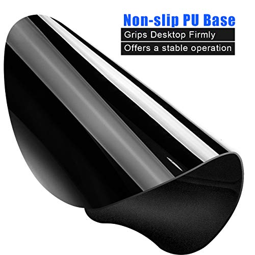 JIKIOU Ergonomic Mouse Pad with Wrist Support Gel Mouse Pad with Wrist Rest, Comfortable Computer Mouse Pad for Laptop, Pain Relief Mousepad with Non-slip PU Base for Office & Home, 9.2 x 8.1 in,Black