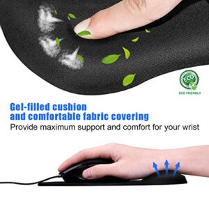 JIKIOU Ergonomic Mouse Pad with Wrist Support Gel Mouse Pad with Wrist Rest, Comfortable Computer Mouse Pad for Laptop, Pain Relief Mousepad with Non-slip PU Base for Office & Home, 9.2 x 8.1 in,Black