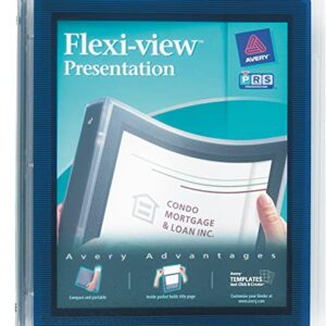 Avery Flexi-View 3 Ring Binder, 1 Inch Round Rings, 1 Navy Blue Binder (17685)