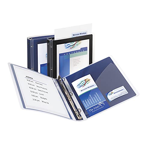 Avery Flexi-View 3 Ring Binder, 1 Inch Round Rings, 1 Navy Blue Binder (17685)