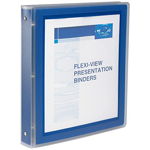 Avery Flexi-View 3 Ring Binder, 1 Inch Round Rings, 1 Navy Blue Binder (17685)