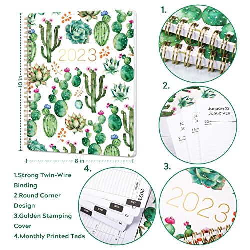 2023 Planner - Planner 2023, 2023 Planner Weekly and Monthly with Printed Tabs, Jan. 2023-Dec. 2023, 8'' × 10'', Monthly Printed Tabs, Twin-Wire Binding, Perfect for Home Office Using