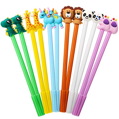 Zonon 64 Pieces Cute Cartoon Gel Ink Pens Cartoon Animal Writing Pens 0.5 mm Assorted Styles Pens Stationery for School Office Home Student Kids Present, 8 Styles