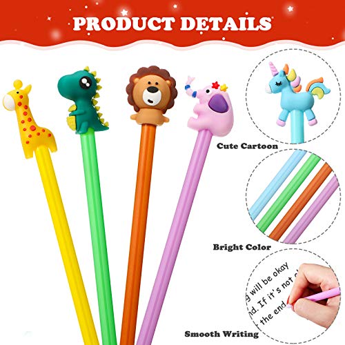 Zonon 64 Pieces Cute Cartoon Gel Ink Pens Cartoon Animal Writing Pens 0.5 mm Assorted Styles Pens Stationery for School Office Home Student Kids Present, 8 Styles