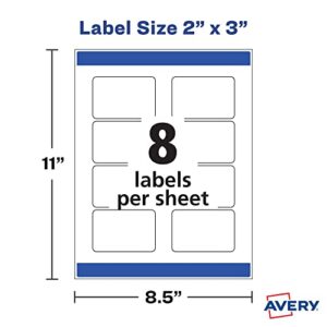 Avery Printable Blank Rectangle Labels, 2" x 3", Glossy Crystal Clear, 80 Customizable Labels (22822)