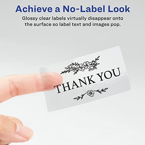 Avery Printable Blank Rectangle Labels, 2" x 3", Glossy Crystal Clear, 80 Customizable Labels (22822)