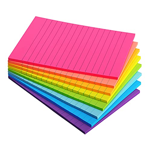 Sticky Notes with Lines 4x6 Lined Sticky Notes 8 Bright Multi Colors 8 Pads 35 Sheet/Pad