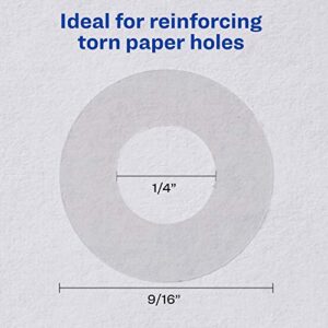 Avery Self-Adhesive Hole Reinforcement Stickers, 1/4" Diameter Hole Punch Reinforcement Labels, Clear, Non-Printable, 1,000 Labels Total (5722)