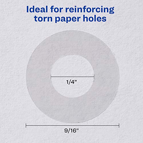 Avery Self-Adhesive Hole Reinforcement Stickers, 1/4" Diameter Hole Punch Reinforcement Labels, Clear, Non-Printable, 1,000 Labels Total (5722)