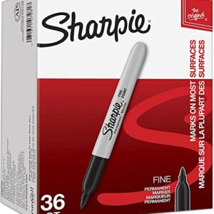 Permanent Markers, Black Permanent Marker Set，Office Supplies for School, Home .Fine Point, Black, 36 Count