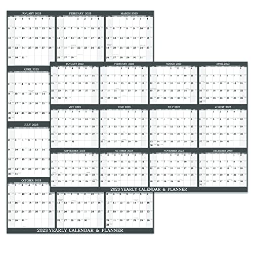 2023 Yearly Wall Calendar - 2023 Dry Erase Wall Calendar, Yearly Wall Calendar 2023 with Julian Date, 34.6" x 22.9" Full Year Wall Calendar, Jan. 2023 - Dec. 2023, Large, Wet & Dry Erase Laminated, Vertical/Horizontal, Reversible - Classic Grey